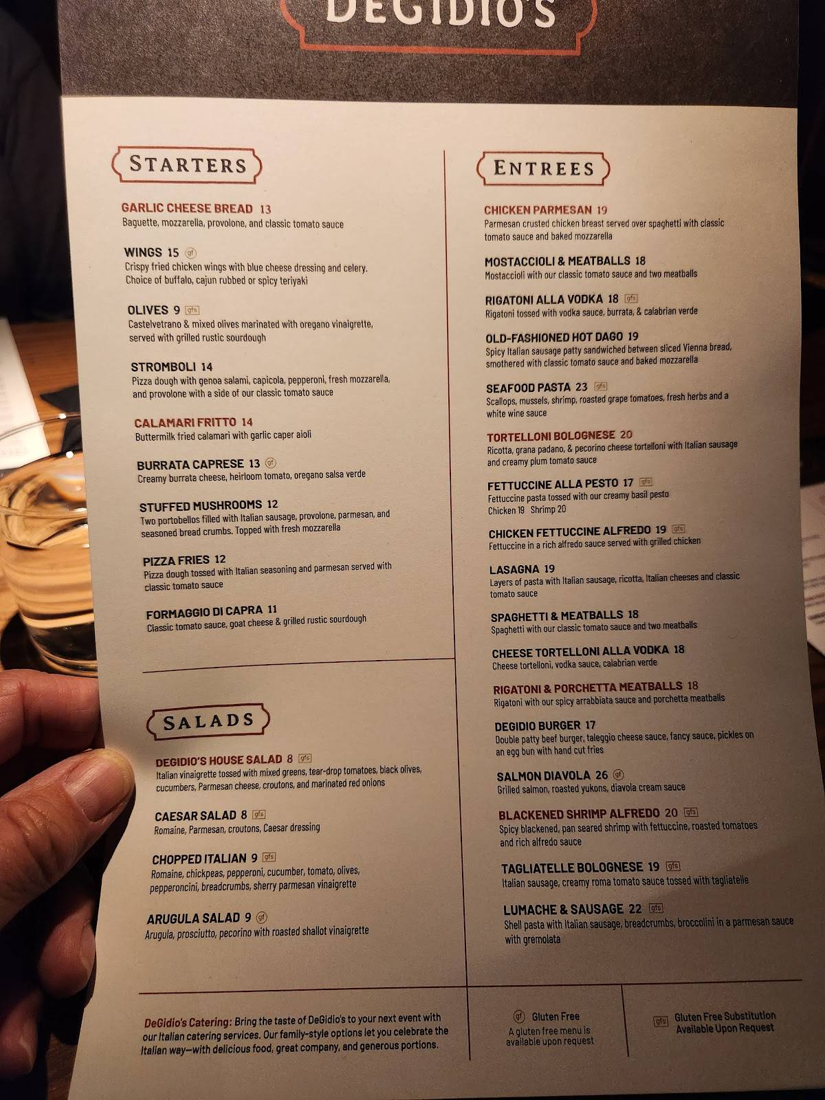 Menu at DeGidio's Restaurant & Bar, Saint Paul