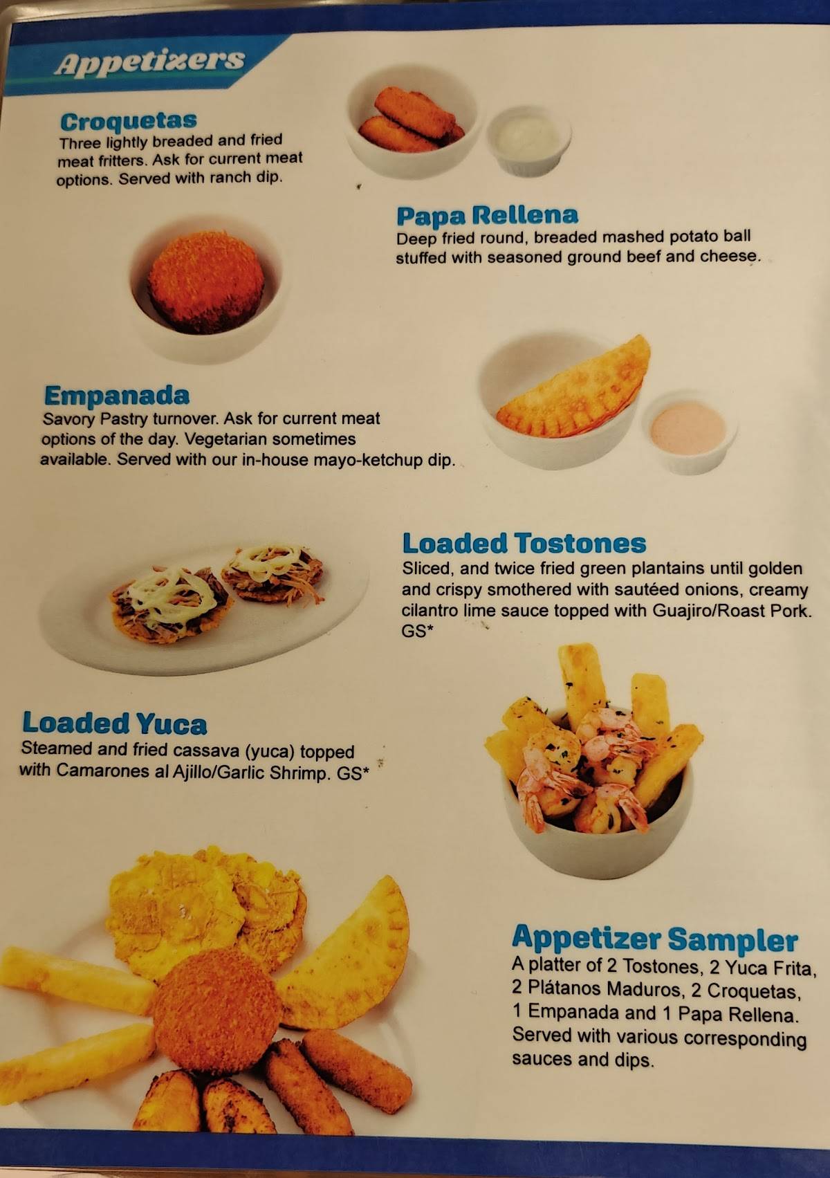 Menu at El Cubano restaurant, Saint Paul