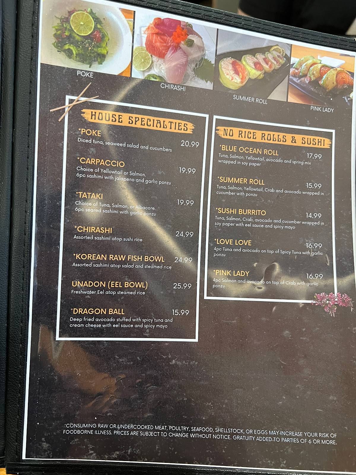 Menu at Sake Sushi & Grill restaurant, Lake Havasu City