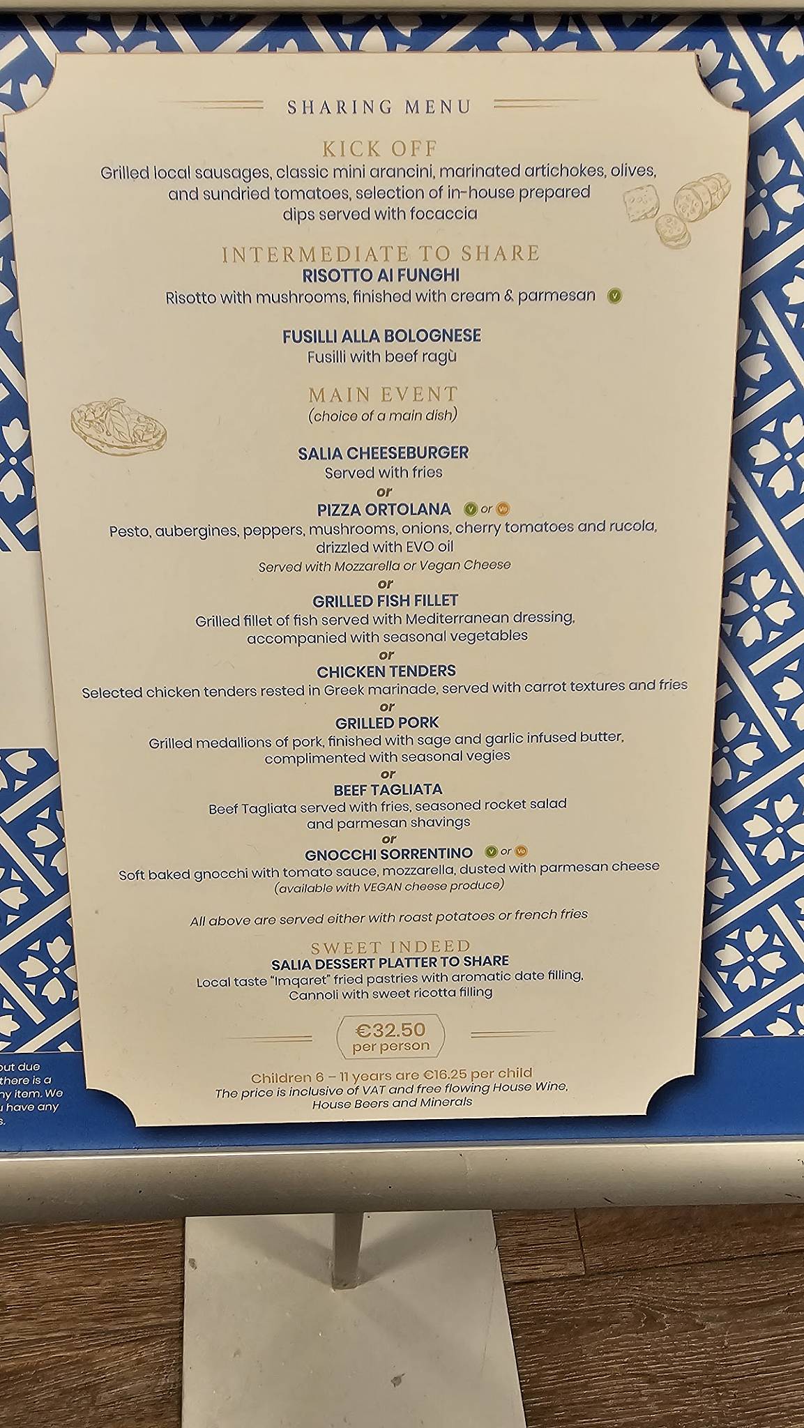Menu at Salia Restaurant - Mellieha, Mellieha