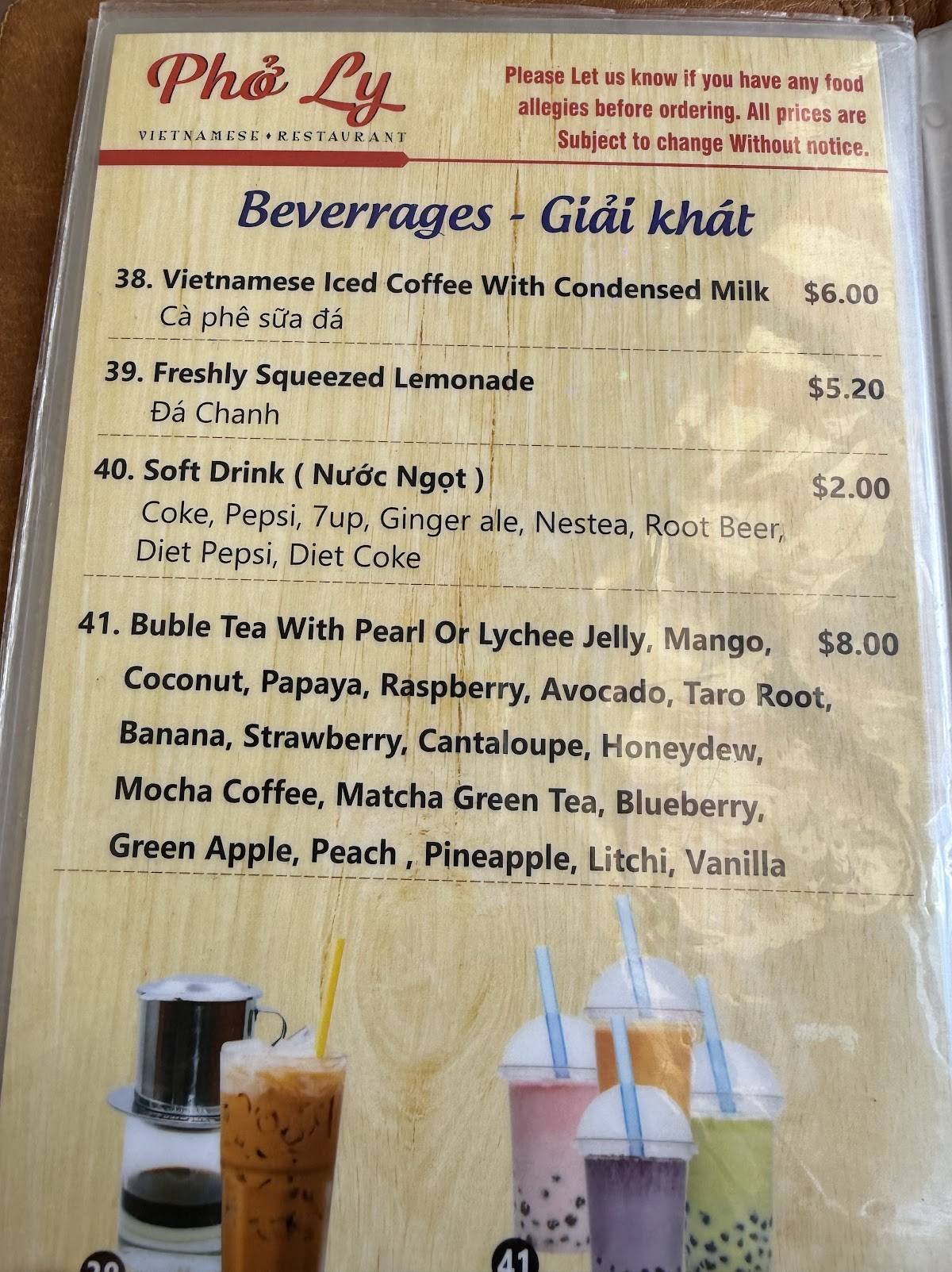 Menu at Pho Ly - Vietnamese Noodle & Rice House restaurant, Salmon Arm