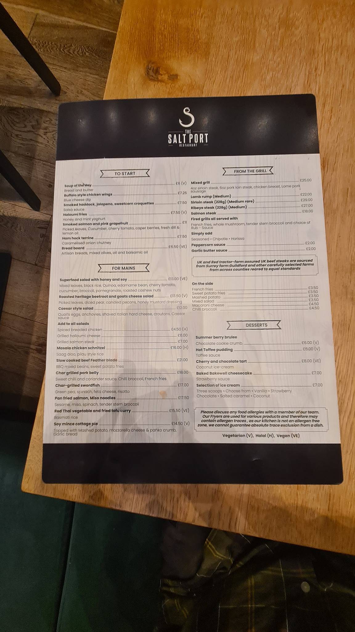 Carta de Salt Port Restaurant & Deli, Londres