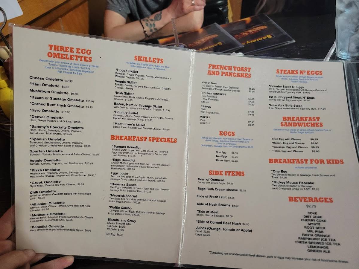 Menu at Sammy's Restaurant & Bar, Huntley