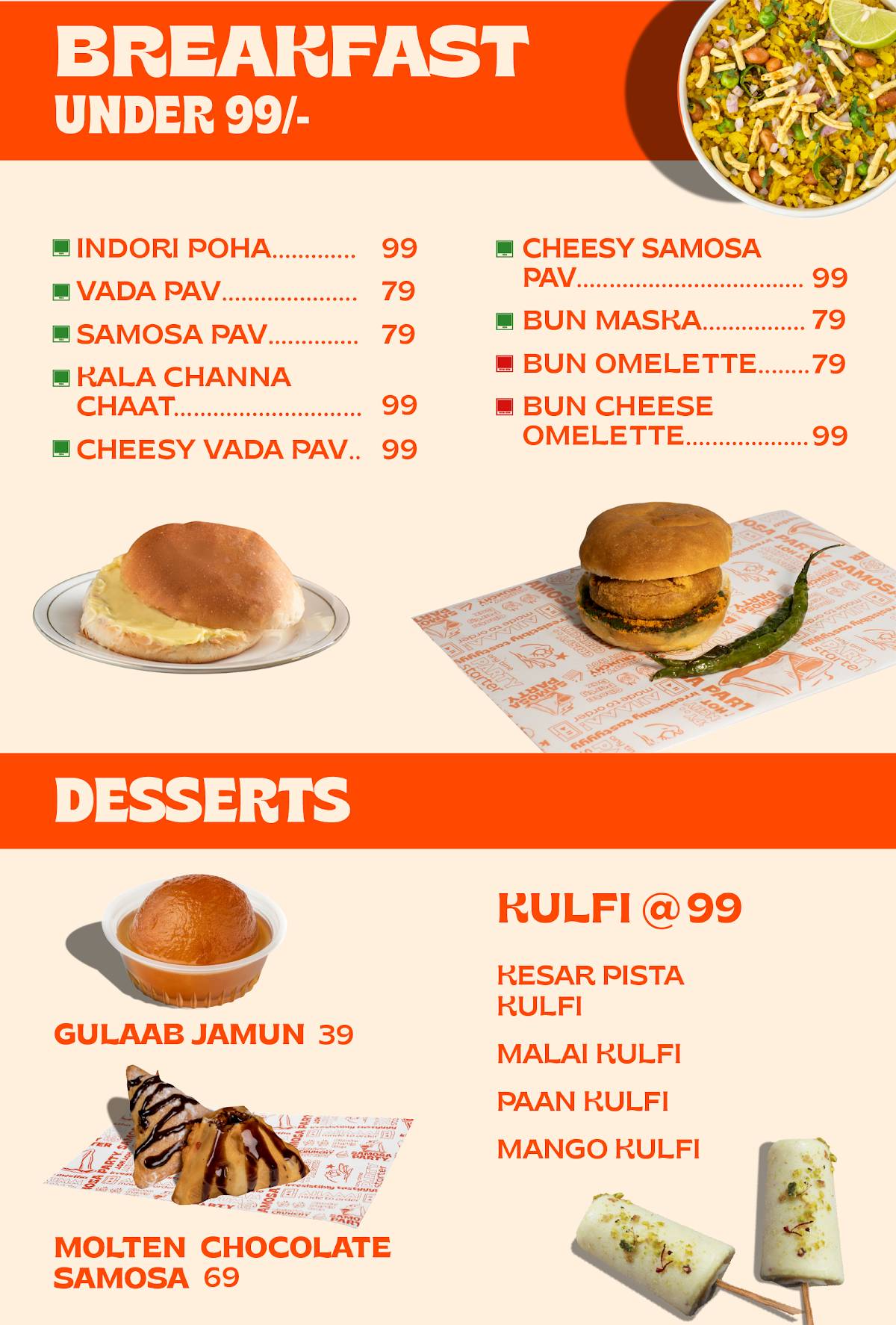 Menu at Samosa Party Laxmi Nagar, New Delhi
