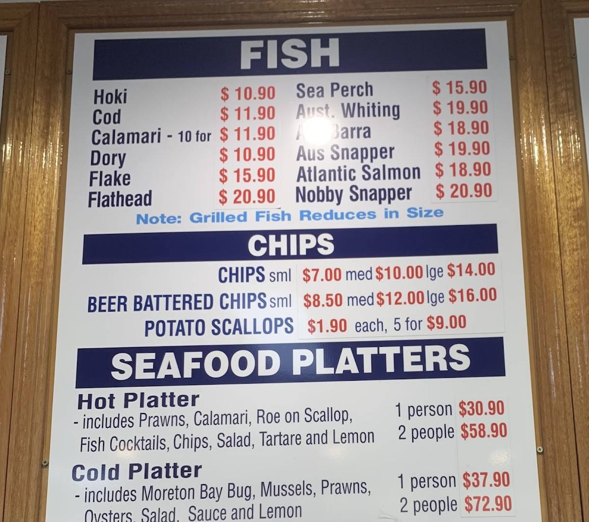 Menu at Samson Fish Seafood restaurant, Cleveland