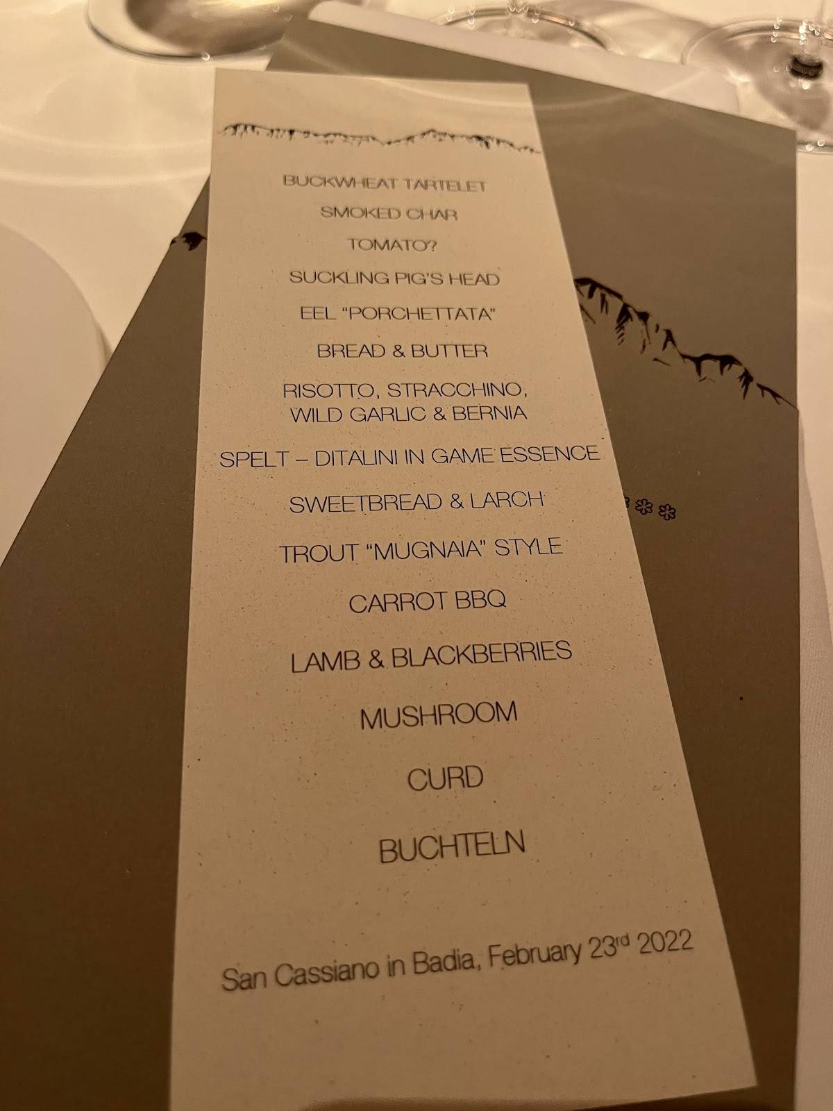 Menu da Restaurant St. Hubertus, San Cassiano