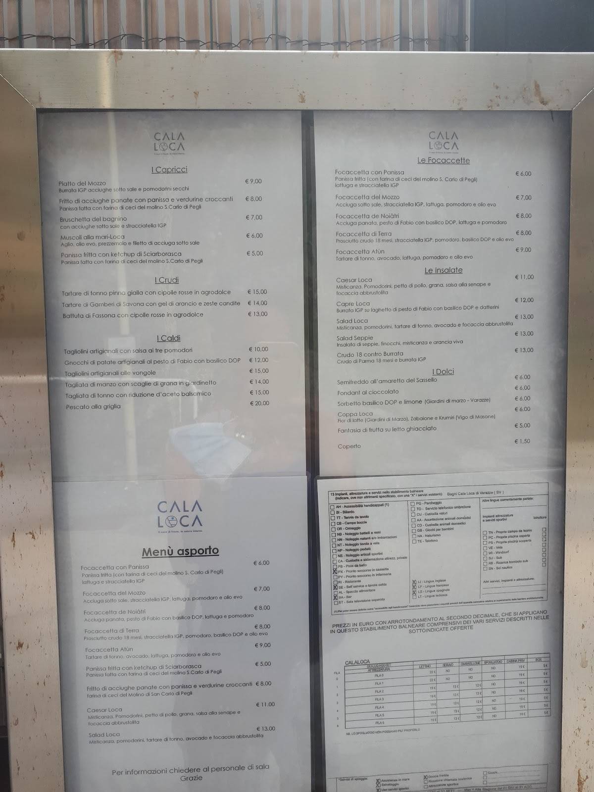 Menu da Cala Loca - caletta nel verde con spiaggia e beach street food ...