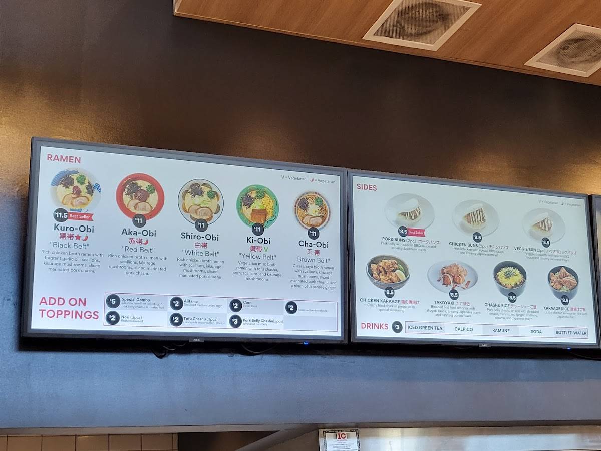 Menu at Kuro-Obi by IPPUDO restaurant, San Mateo