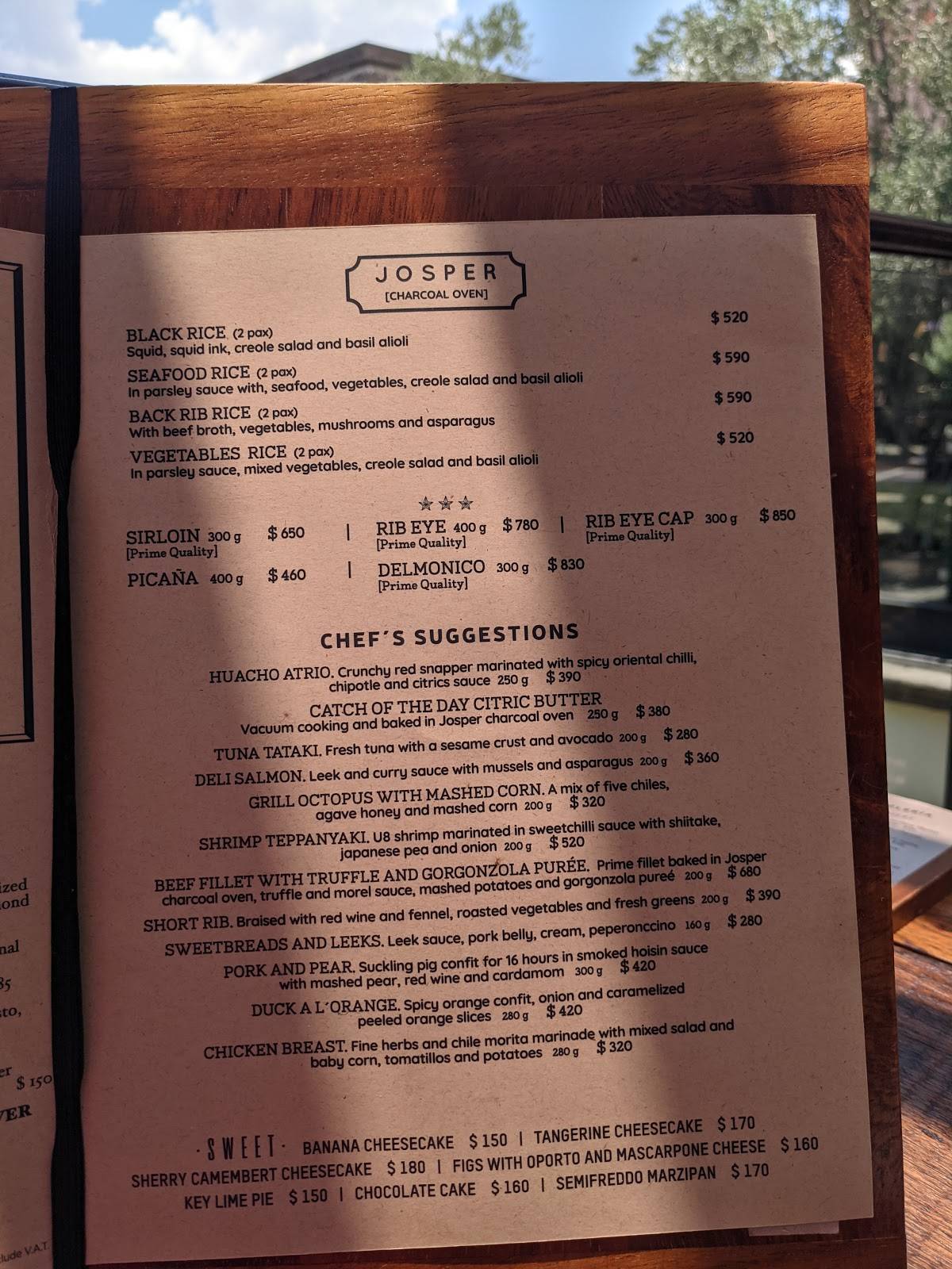 Menu at Atrio Restaurant, San Miguel de Allende