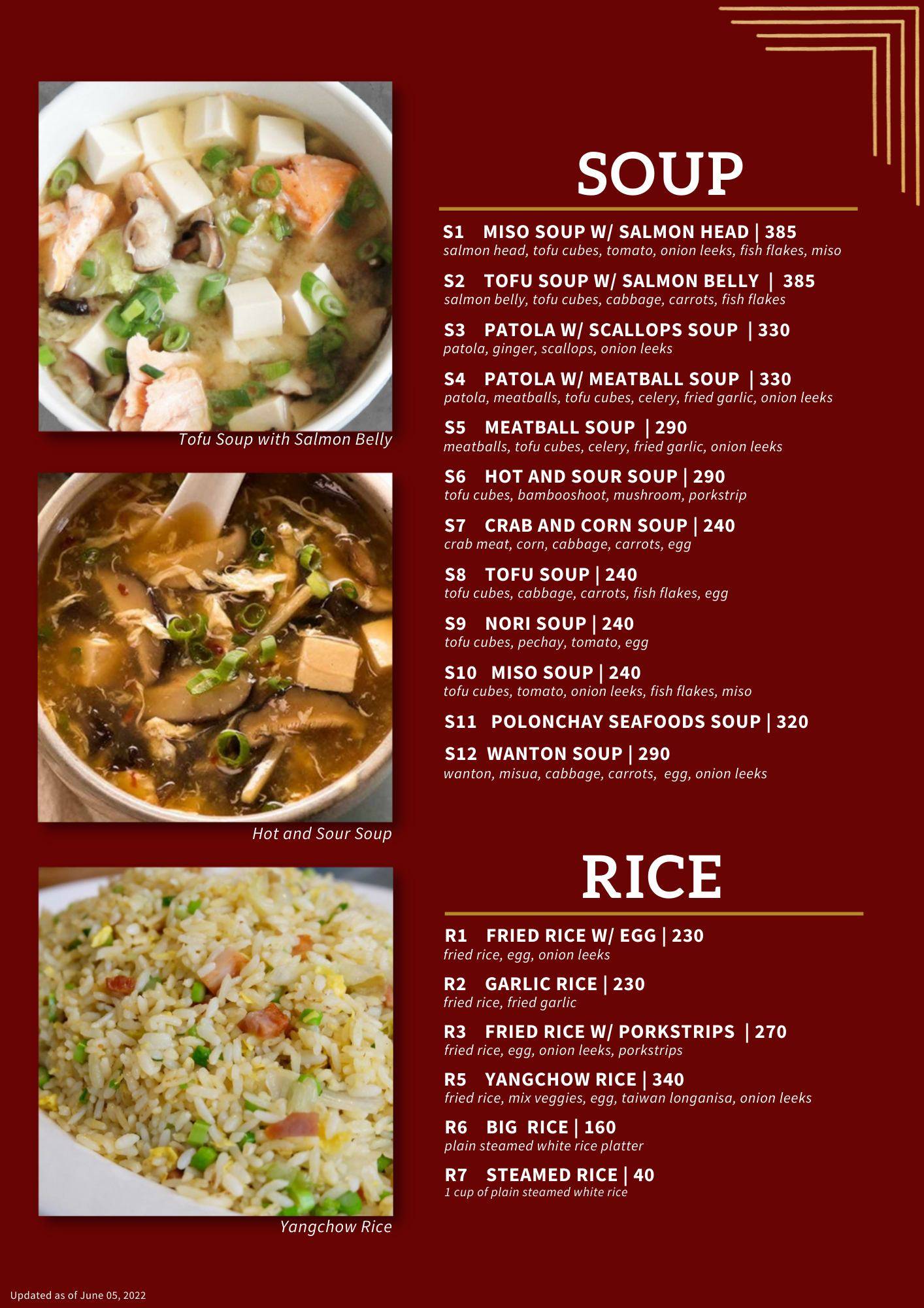 Menu at YOUTOFU Restaurant, San Pablo City, Cosico Ave