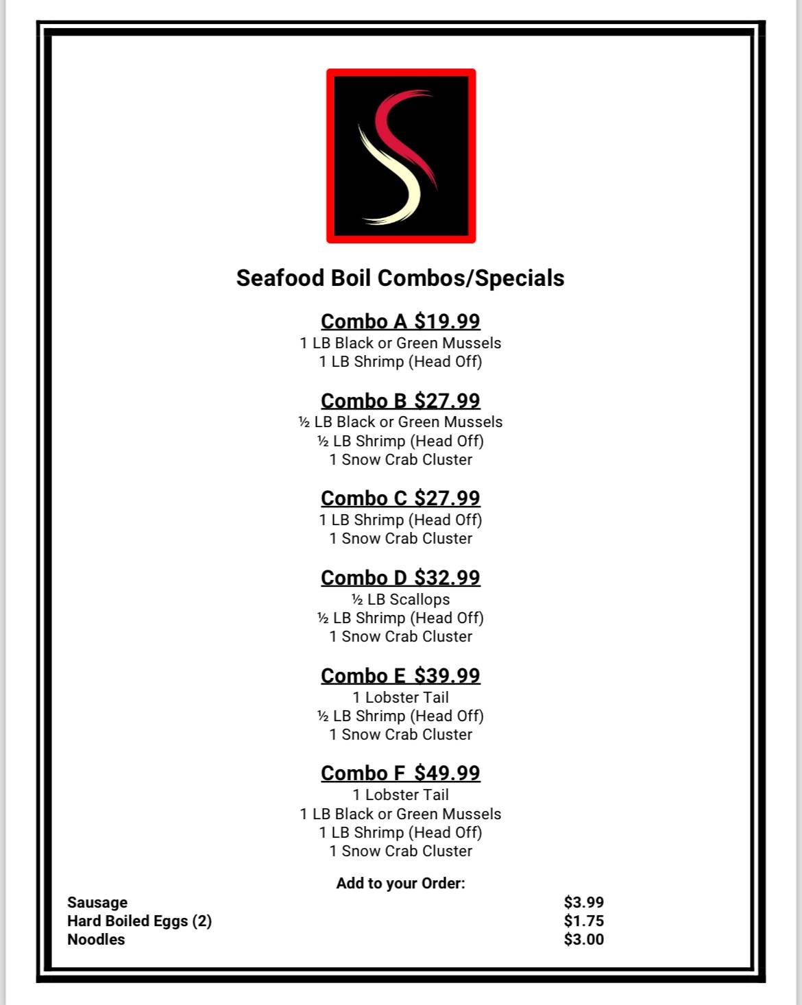 Menu at Sands Seafood and Sports Bar, Huber Heights