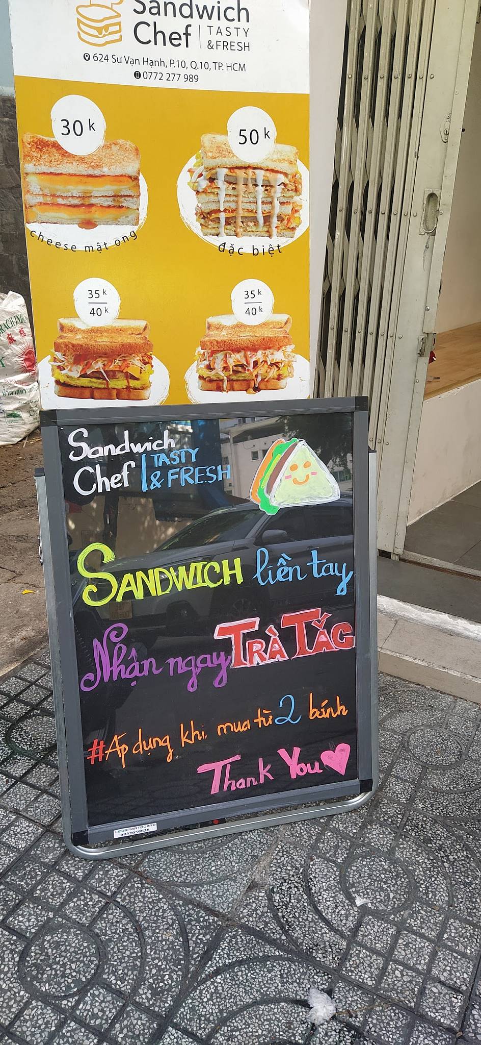 Menu at Sandwich Chef, Ho Chi Minh City
