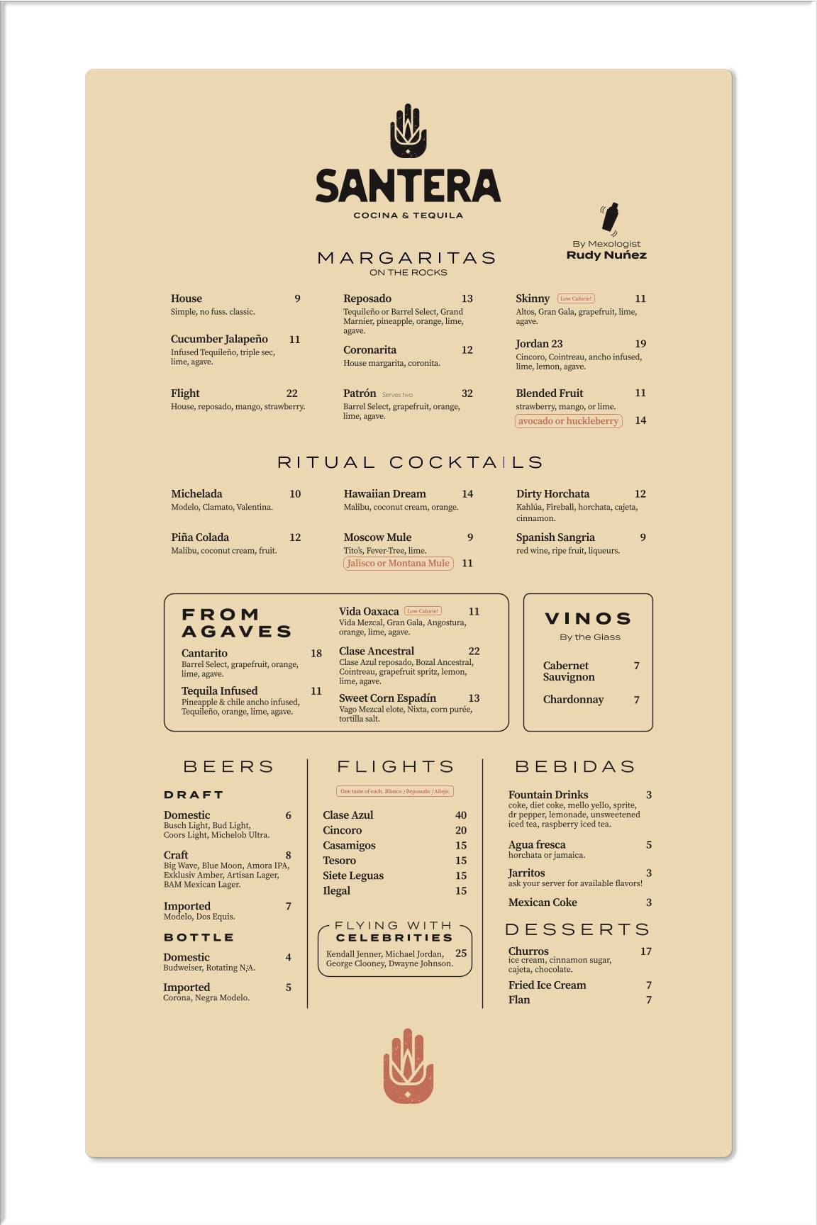 Carta del restaurante Santera Cocina & Tequila, Billings