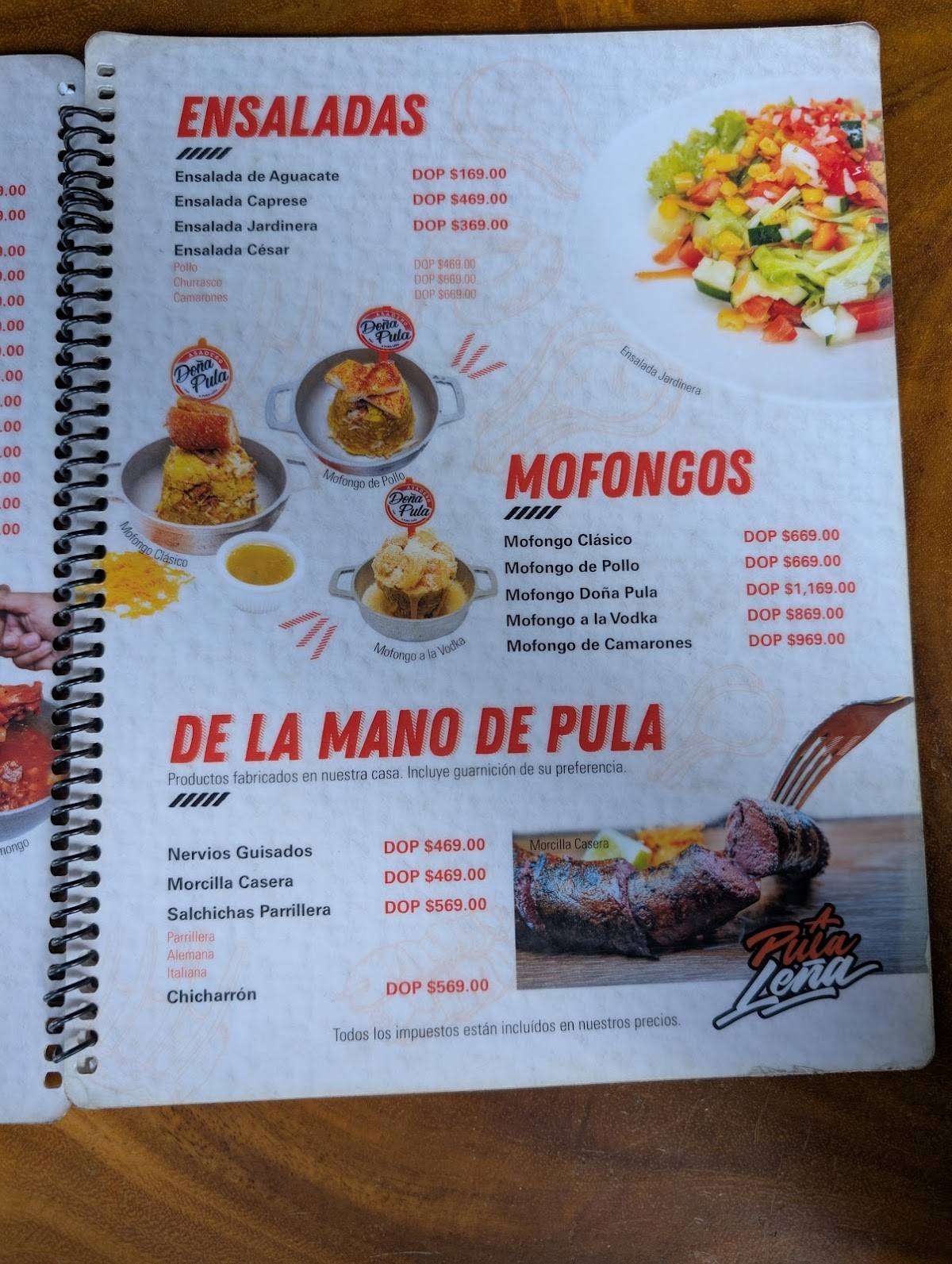 Carta del restaurante Asadero Doña Pula, Canabacoa, Santiago De Los ...