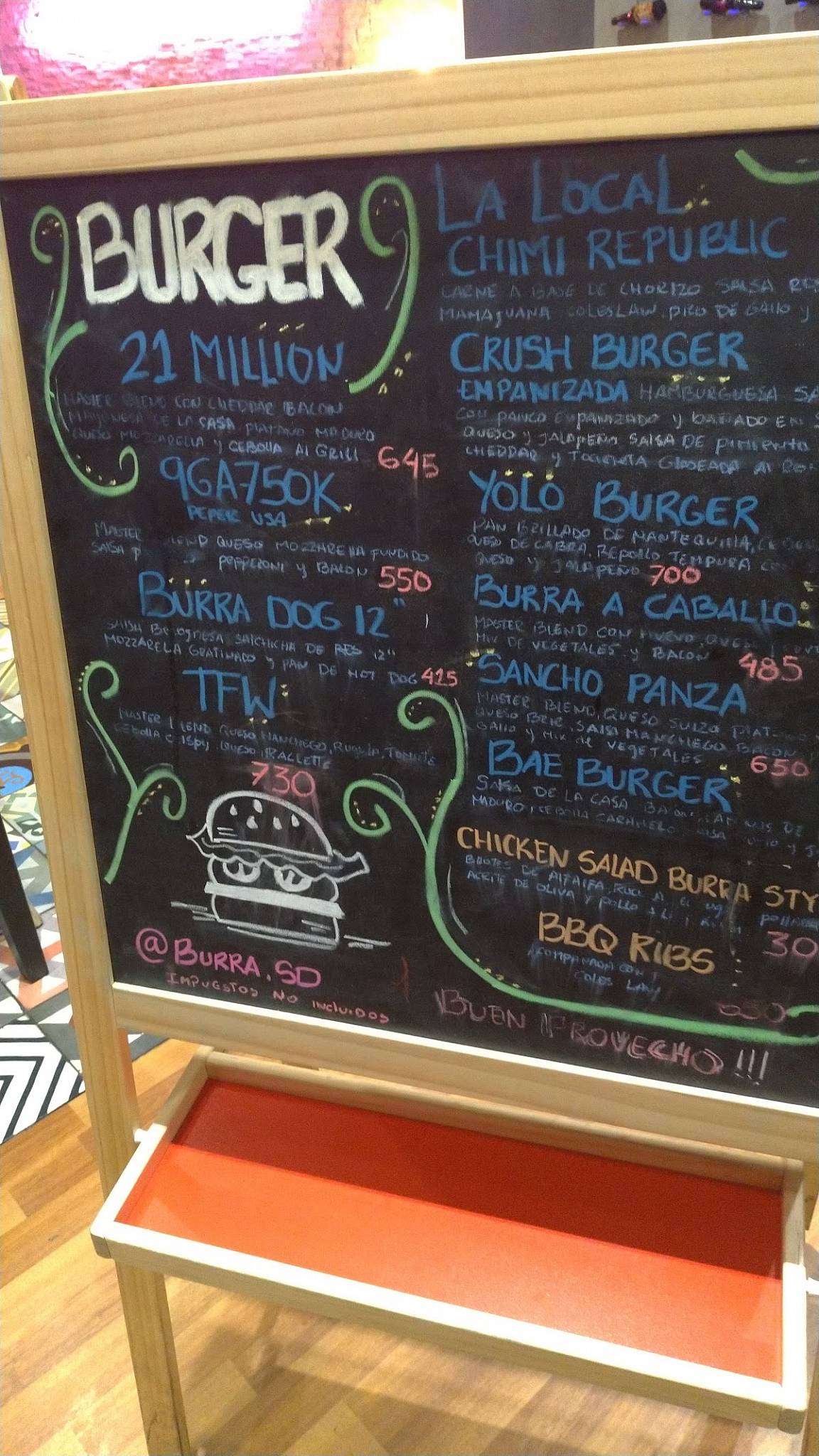 Carta del restaurante BURRA - Burger & Birra, Santo Domingo