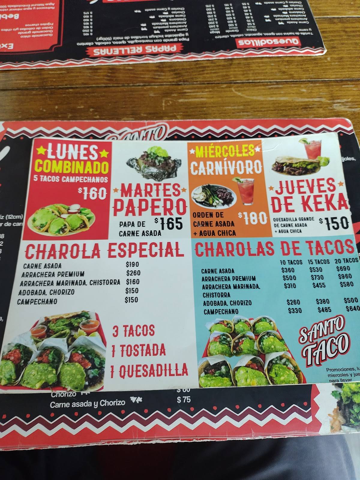 Carta del restaurante Santo Taco (Jardines del la Hacienda), Santiago ...