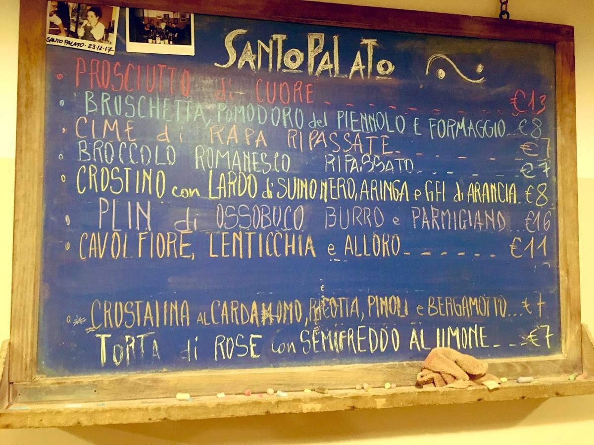 Menu da SantoPalato ristorante, Roma