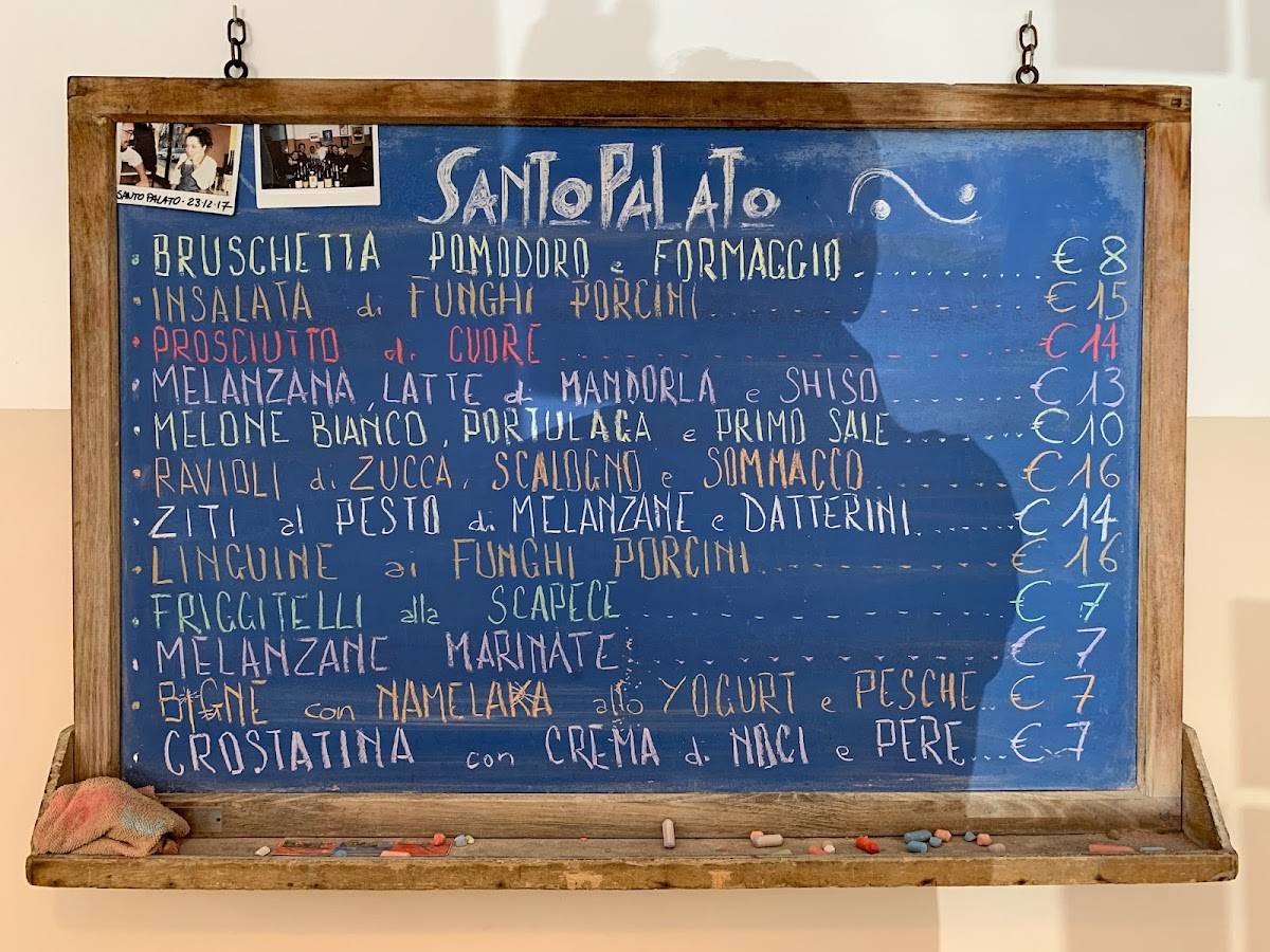 Menu at SantoPalato restaurant, Rome
