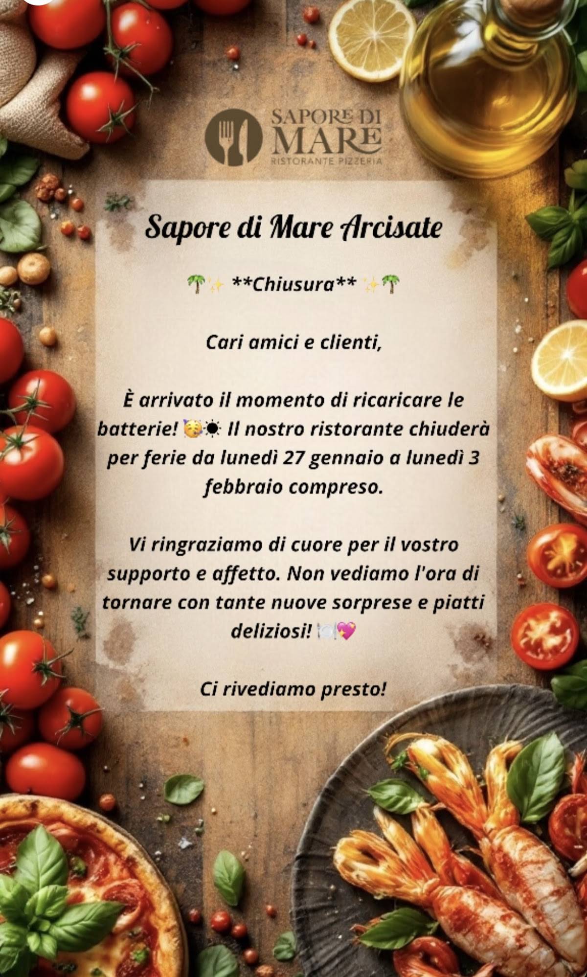 Menu da Sapore di Mare Arcisate ristorante, Arcisate