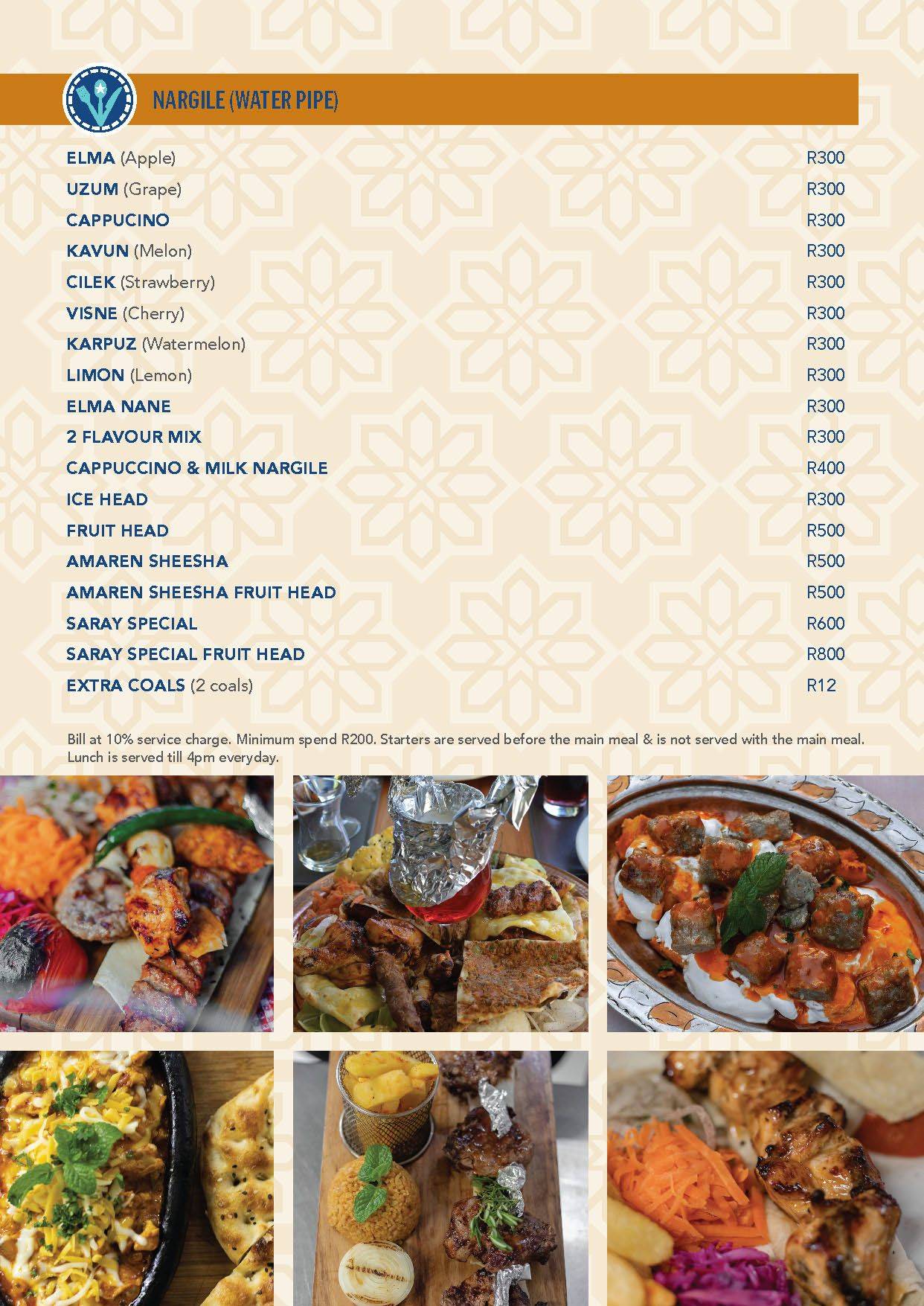Menu at Saray Restaurant, Cape Town, Shop G01 Clocktower Building