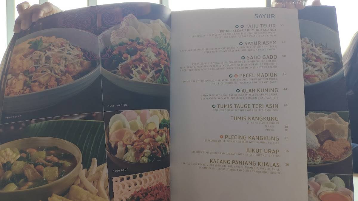 Menu at Sate Senayan, Senayan Park restaurant, Central Jakarta