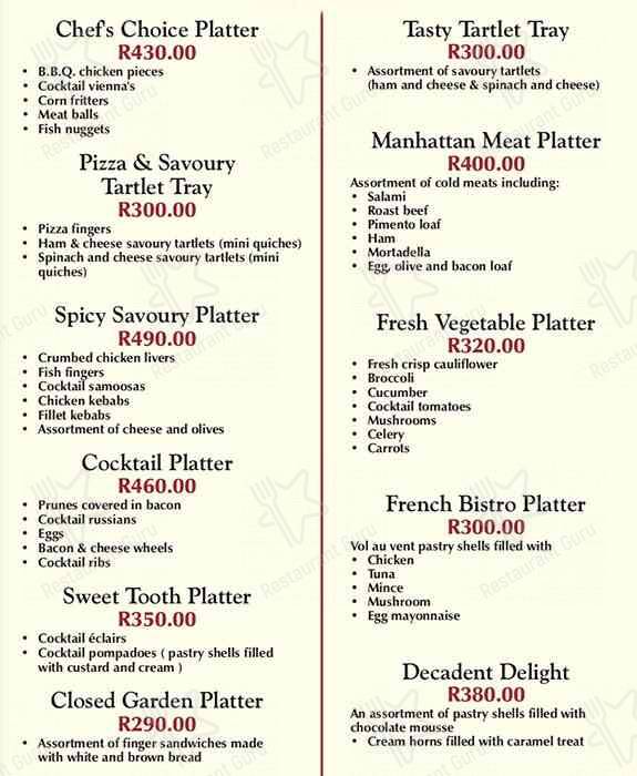 Menu at Satellite Food Emporium & Bakery, Boksburg