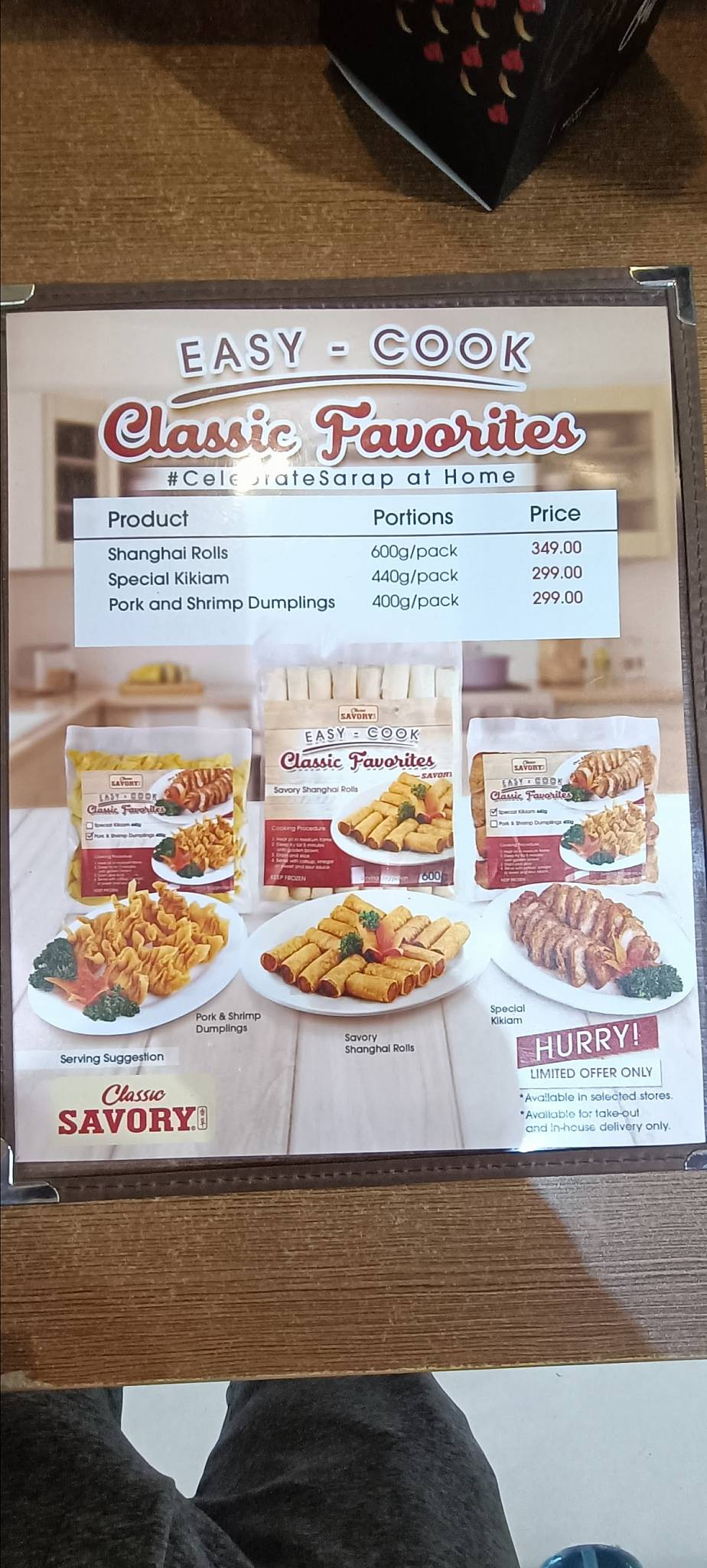 Menu at Classic Savory Robinsons Novaliches restaurant, Quezon City