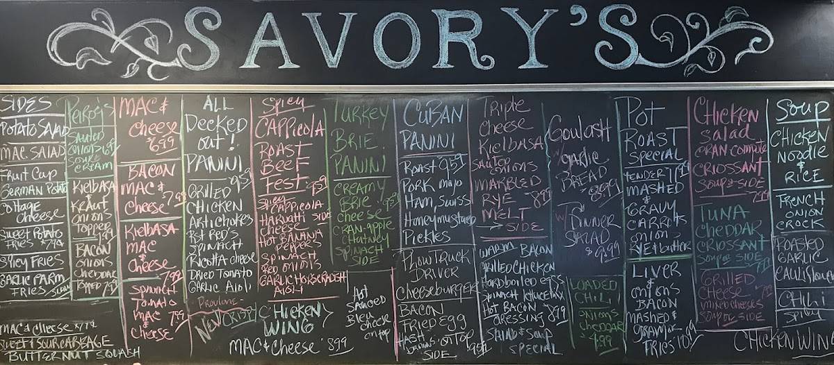 Menu at Savory's Family Restaurant, Hamburg