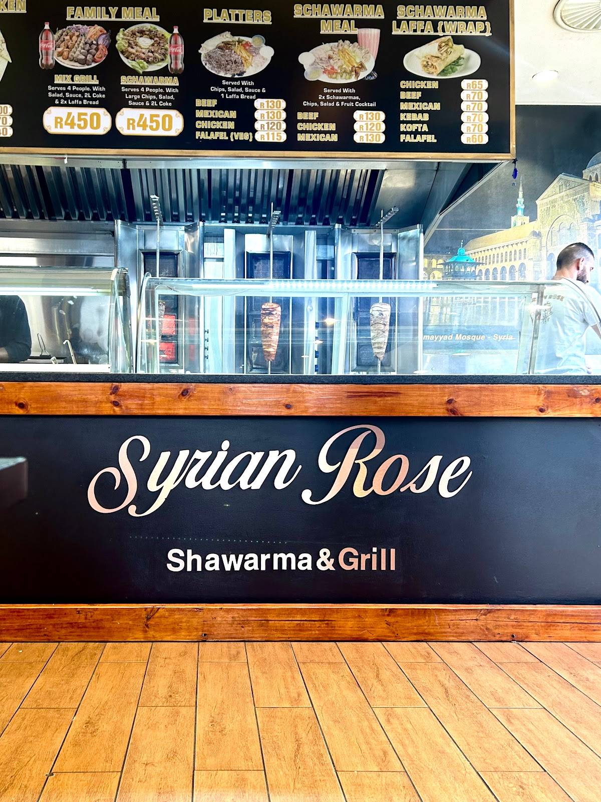 Menu at Schwarma Syrian Rose restaurant, Johannesburg