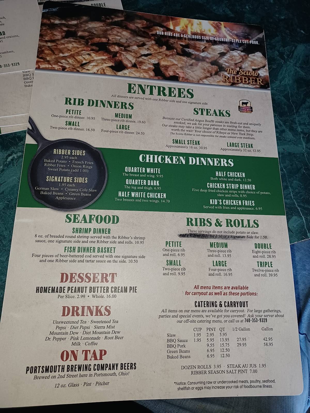 Menu at Scioto Ribber BBQ, Portsmouth