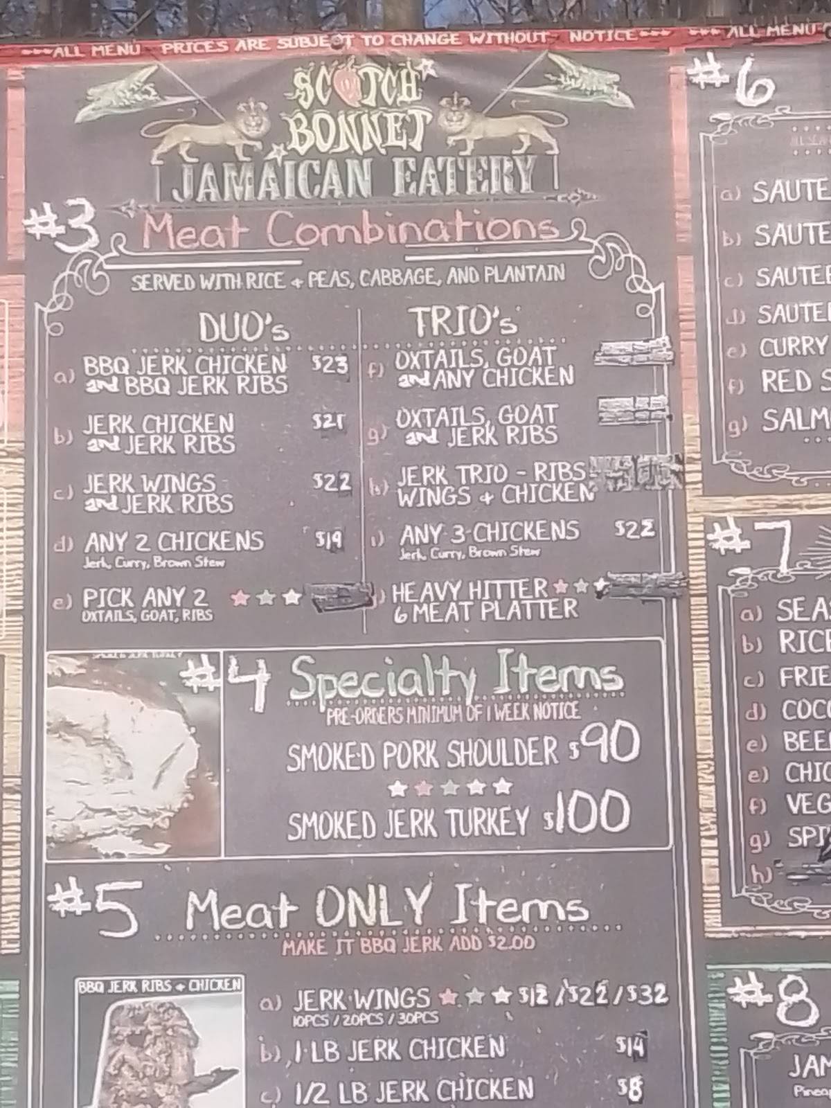 Menu at Scotch Bonnet Jamaican Restaurant, Atlanta