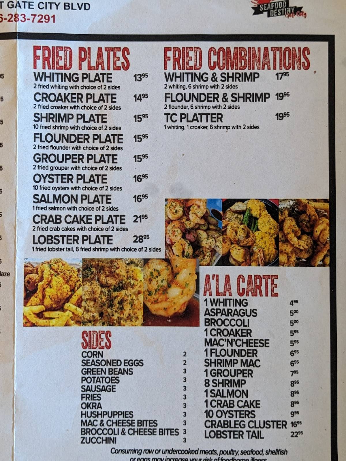 Menu at Seafood Destiny restaurant, Greensboro, W Gate City Blvd