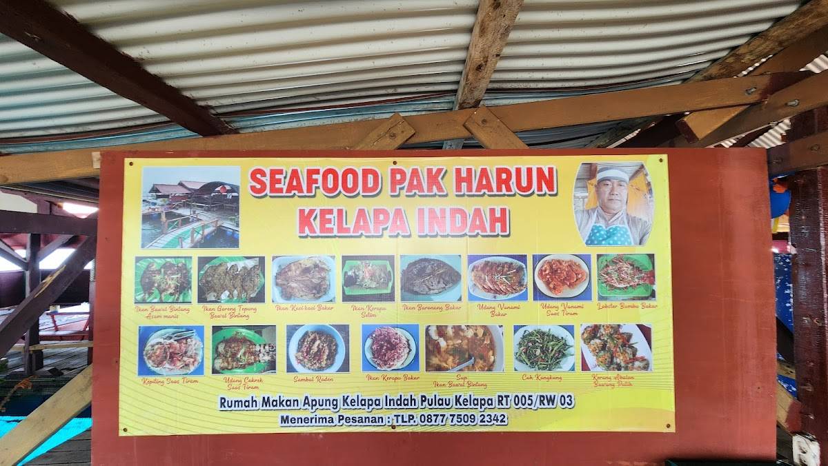 Menu at Seafood Pak Harun restaurant, Indonesia