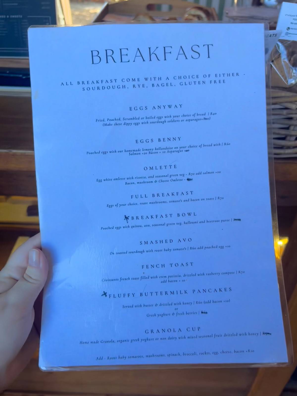 Menu at Secret Forest Café cafe, Cape Town