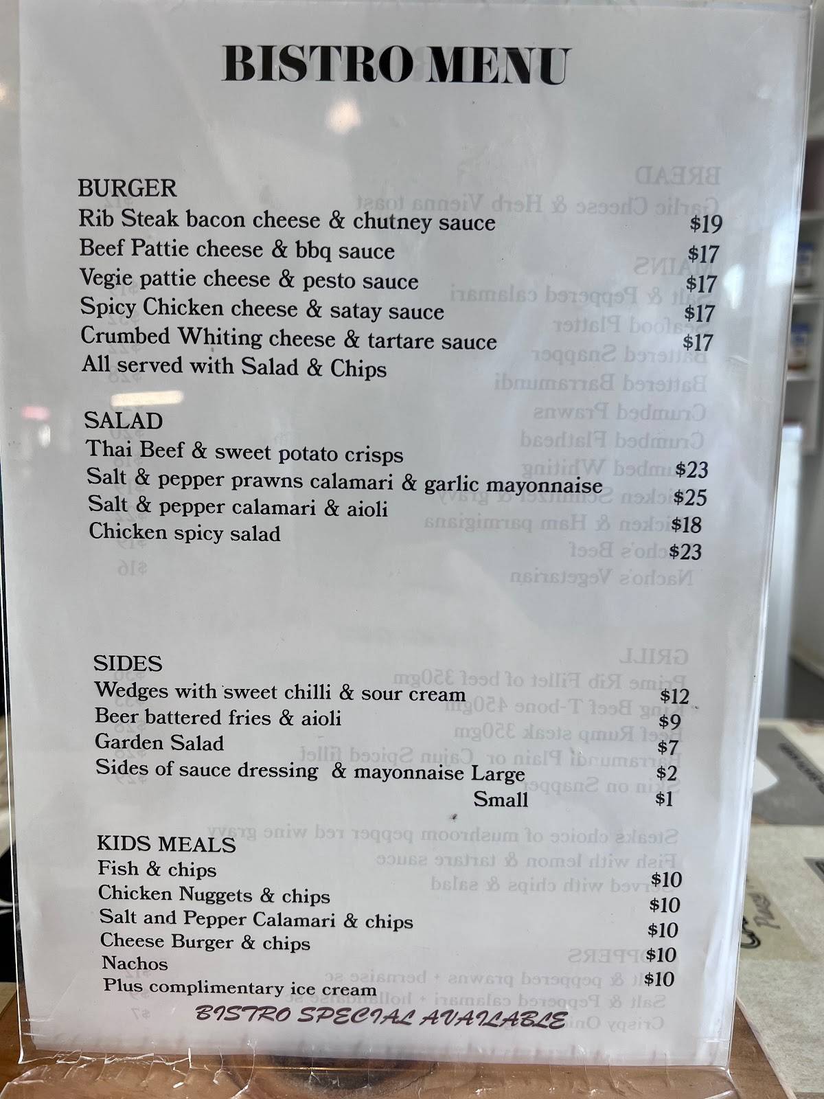 Menu at Sedgers Reef Bistro pub & bar, Iluka