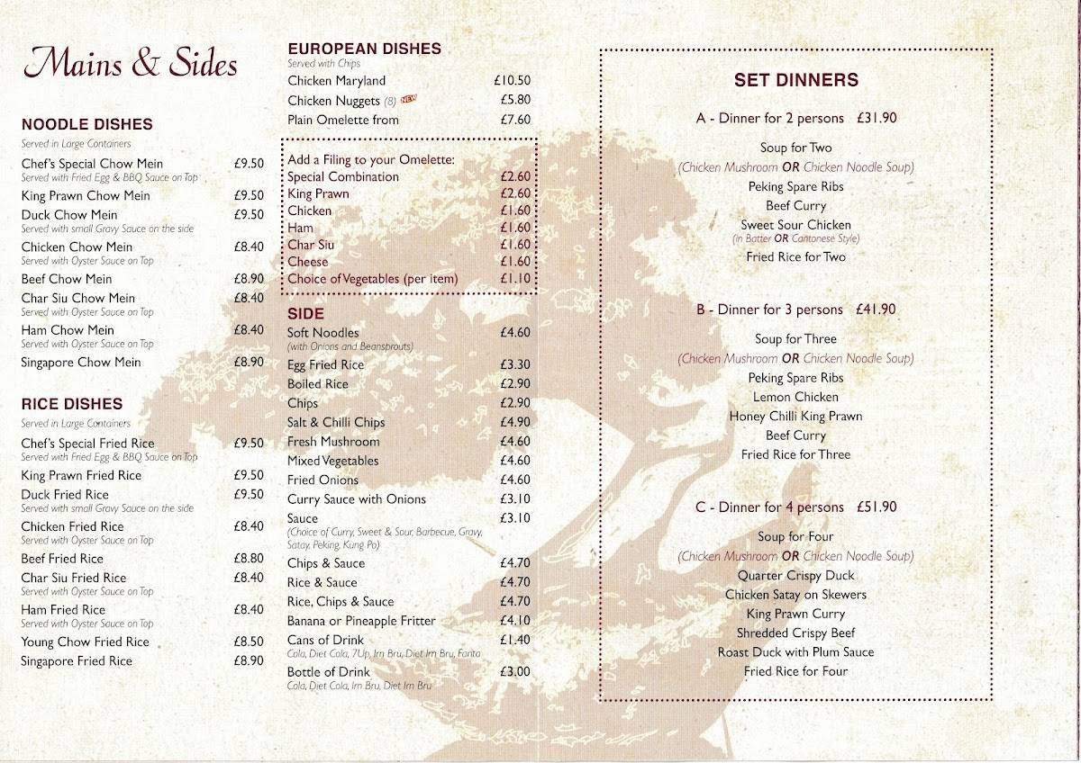 Menu at Sen Lin Perth restaurant, Perth