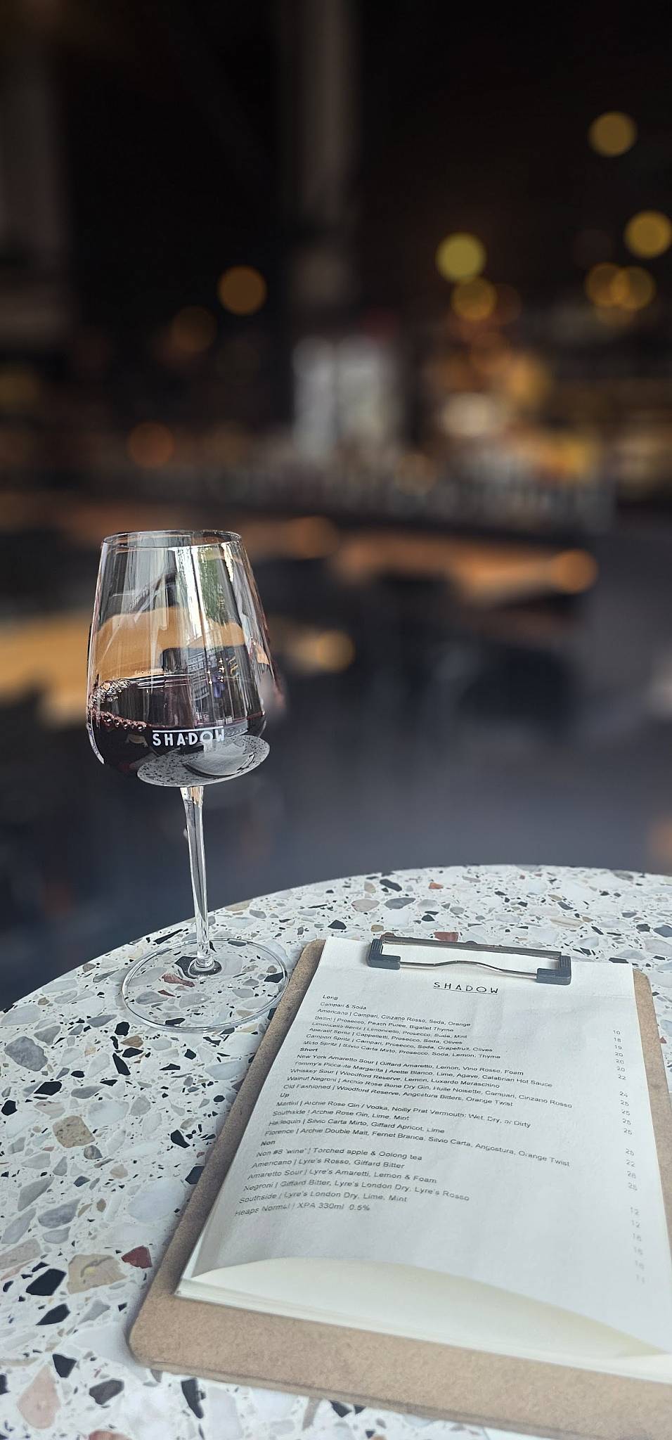 Menu at Shadow Wine Bar & Dining Room, Northbridge