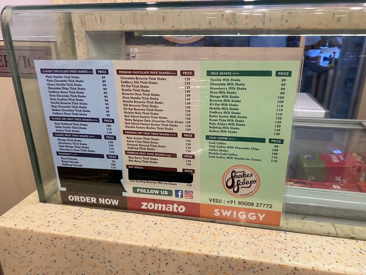 Menu at Shakes & Scoops, Surat, B-24
