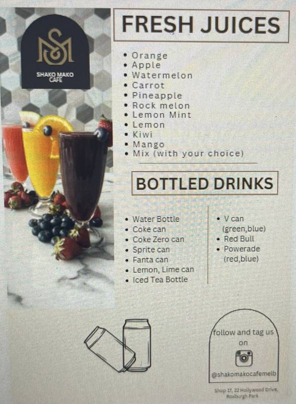 Menu at Shako Mako restaurant, Roxburgh Park, Shop 17/22 Hollywood Dr