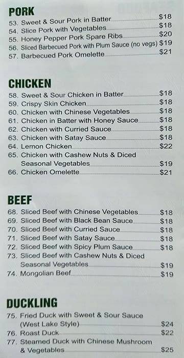 Menu at Shark Fin Chinese Restaurant, Keysborough