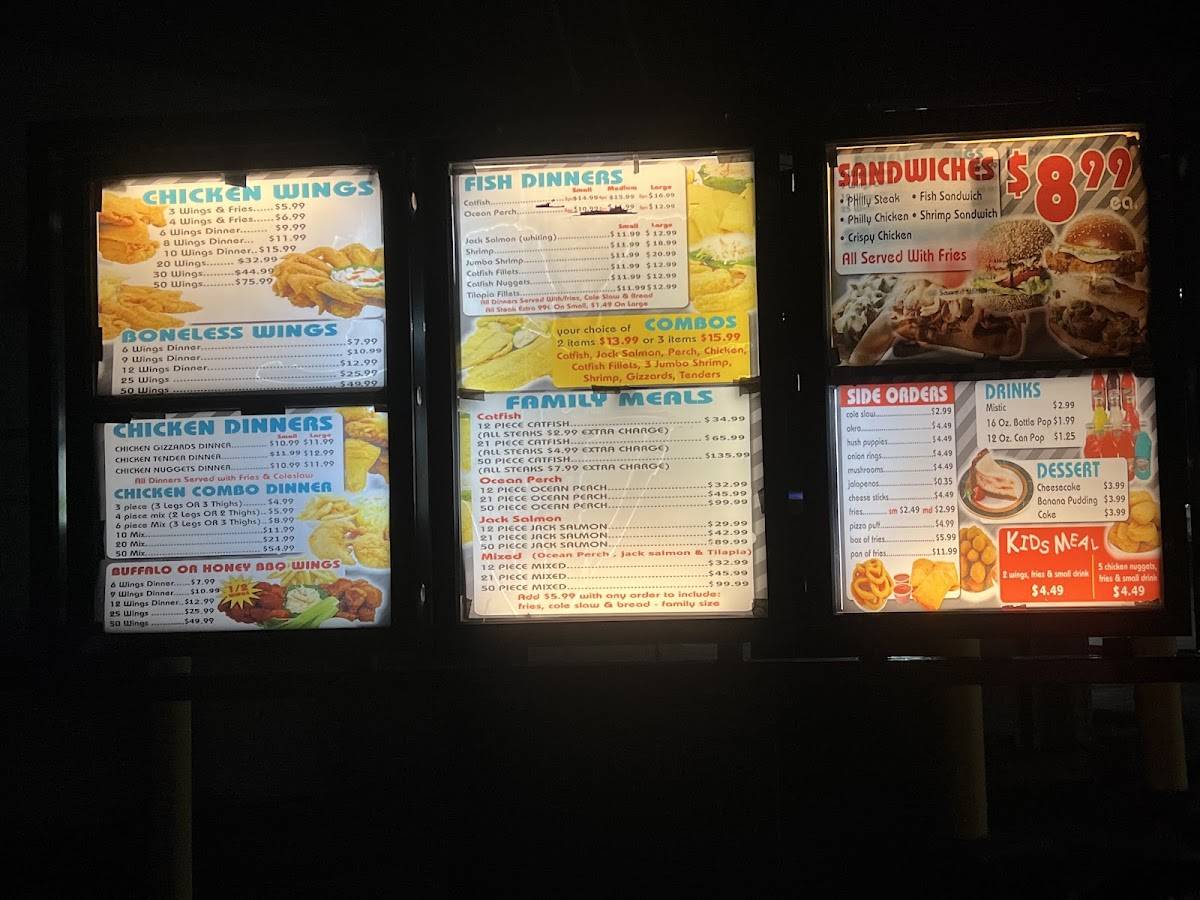 Menu at Shark's Fish and Chicken restaurant, Merrillville, 510 W ...