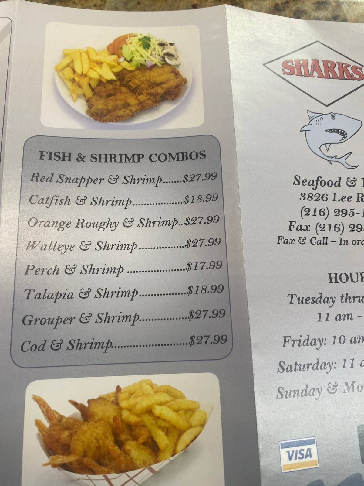Menu at Shark's Seafood & Deli restaurant, Cleveland