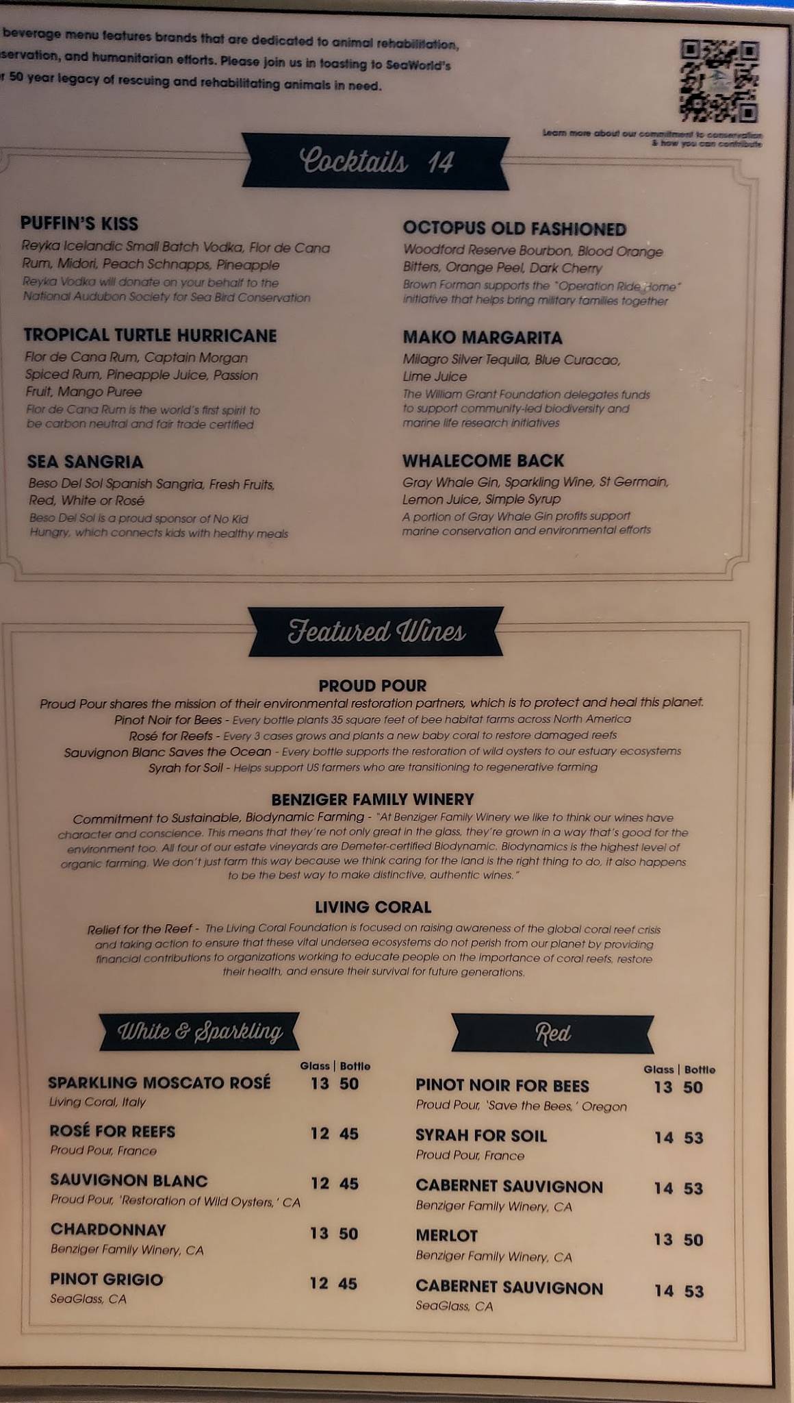 Menu at Sharks Underwater Grill pub & bar, Orlando