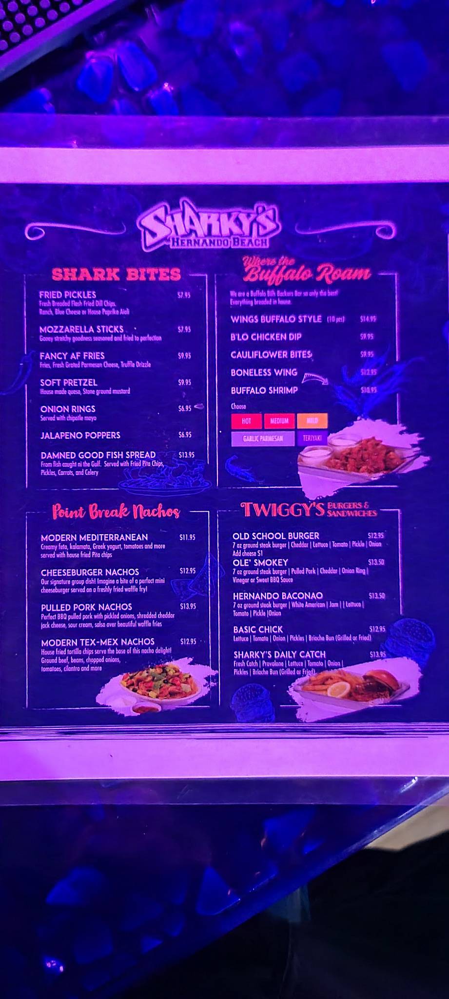 Menu at Sharky's Bar and Grill, Hernando Beach