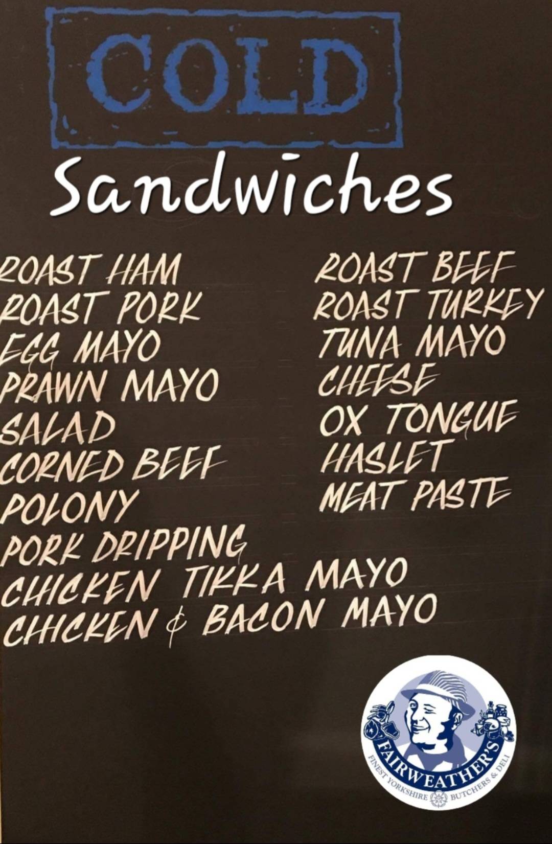 Menu at Shaun Fairweathers Butchers and Deli, Mirfield