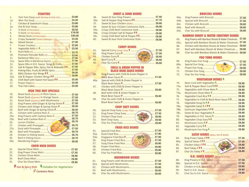 Menu at Wok This Way fast food, Sheffield, 137 Howard Rd