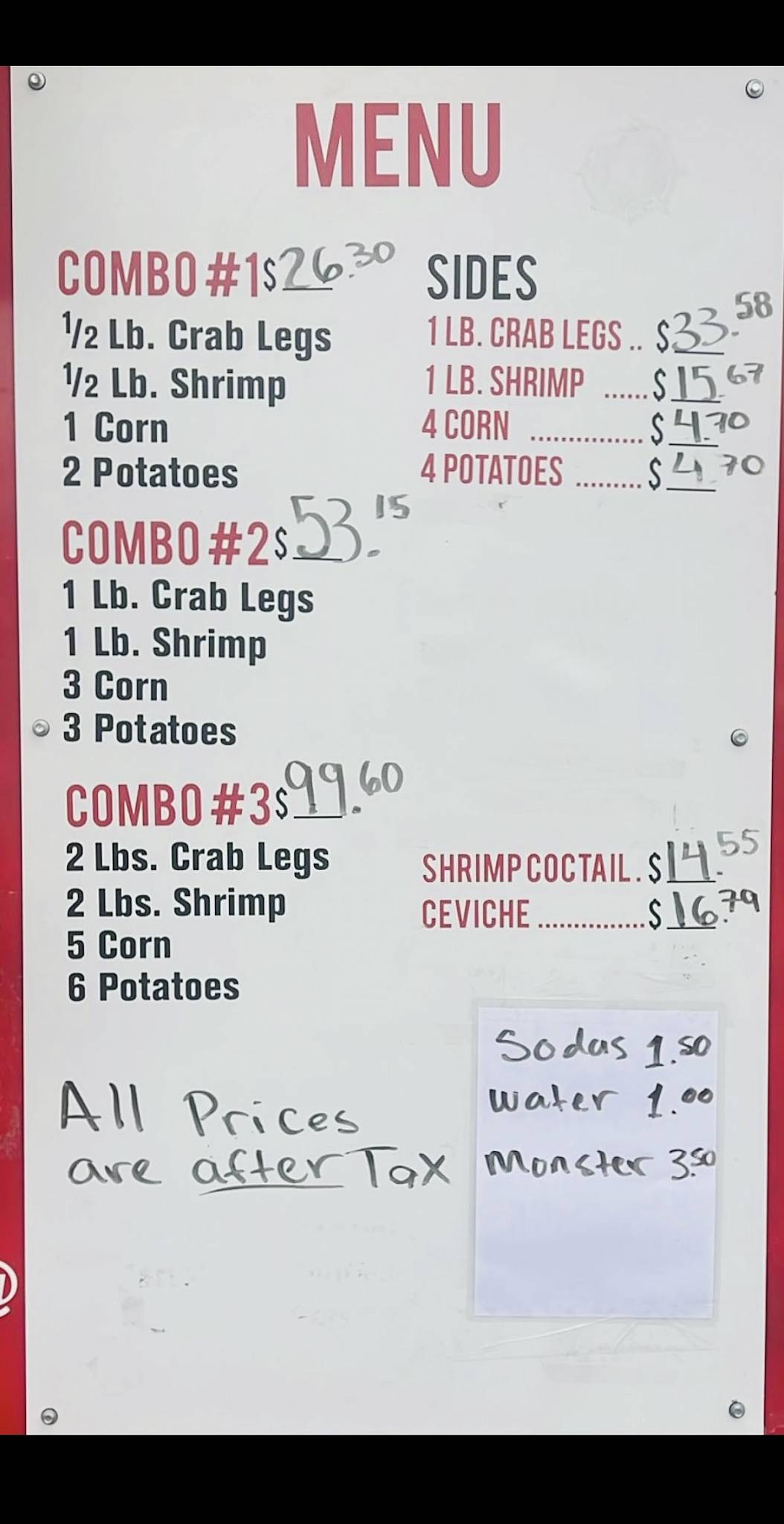 Menu at Shell Shack Seafood restaurant, Grand Junction