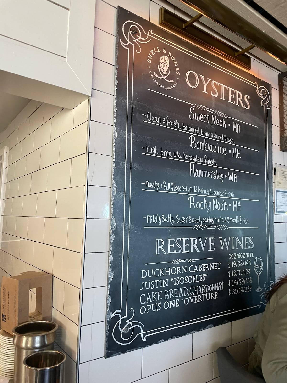 Menu at Shell & Bones Oyster Bar & Grill, New Haven