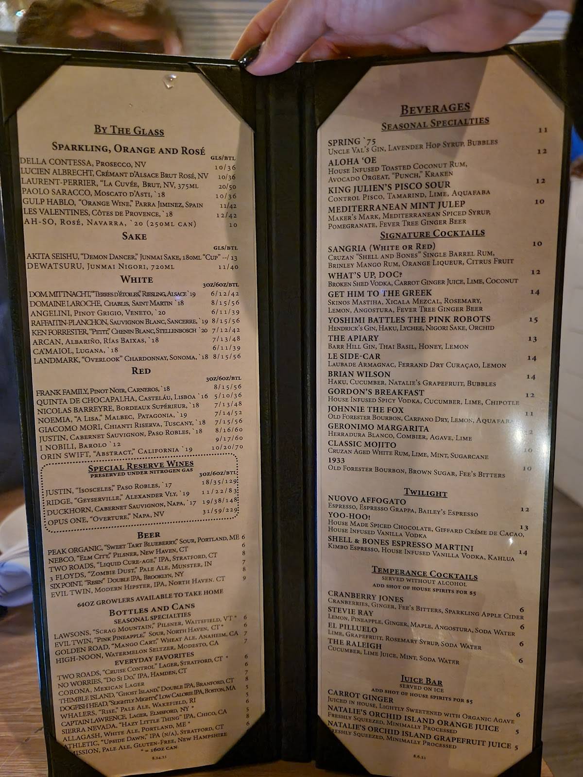 Menu at Shell & Bones Oyster Bar & Grill, New Haven