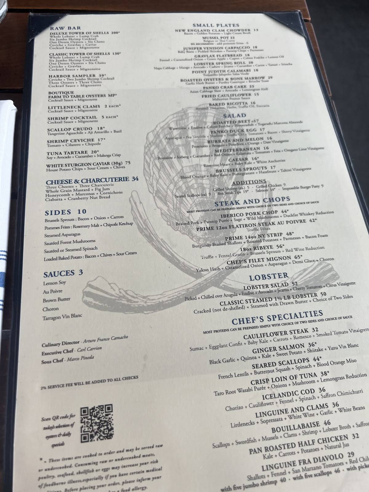 Menu at Shell & Bones Oyster Bar & Grill, New Haven